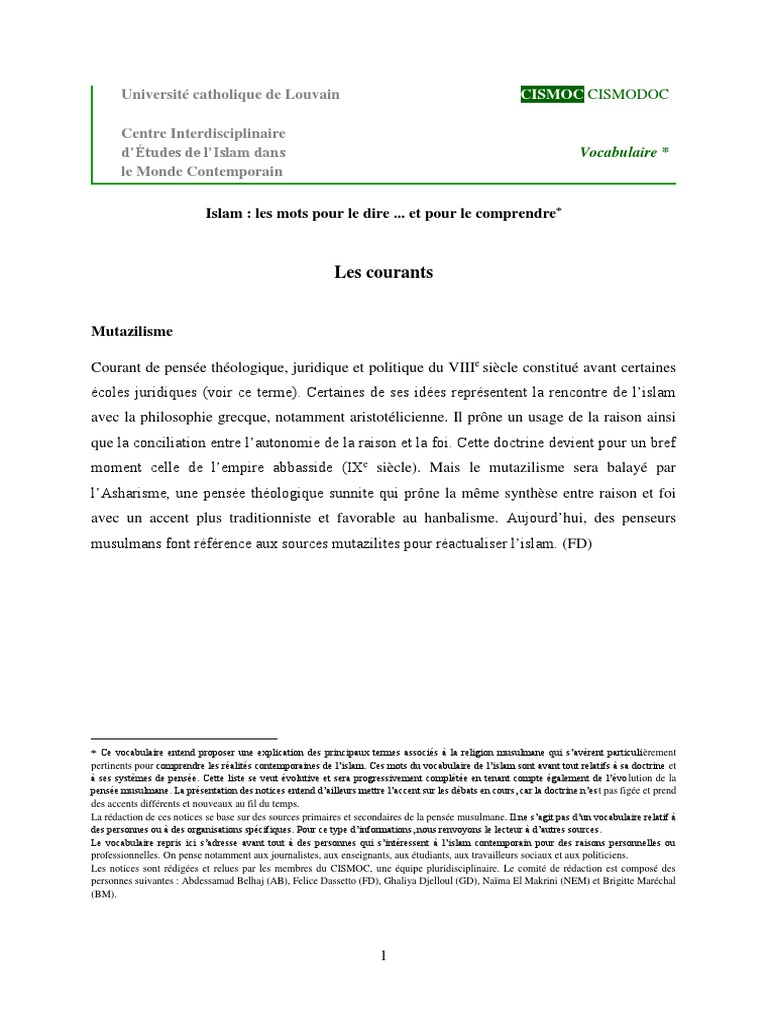 Mutazilisme : Pensée et Influence | PDF | Religions abrahamiques | Coran