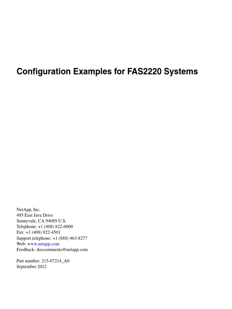 FAS2220 Configuration Examples PDF | PDF | Copyright | Backup