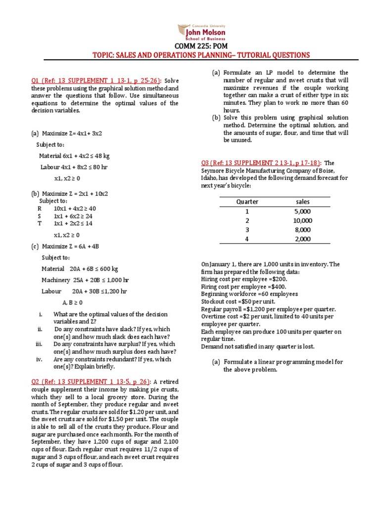 Sales and Operations Planning Tutorial | PDF | Applied Mathematics ...