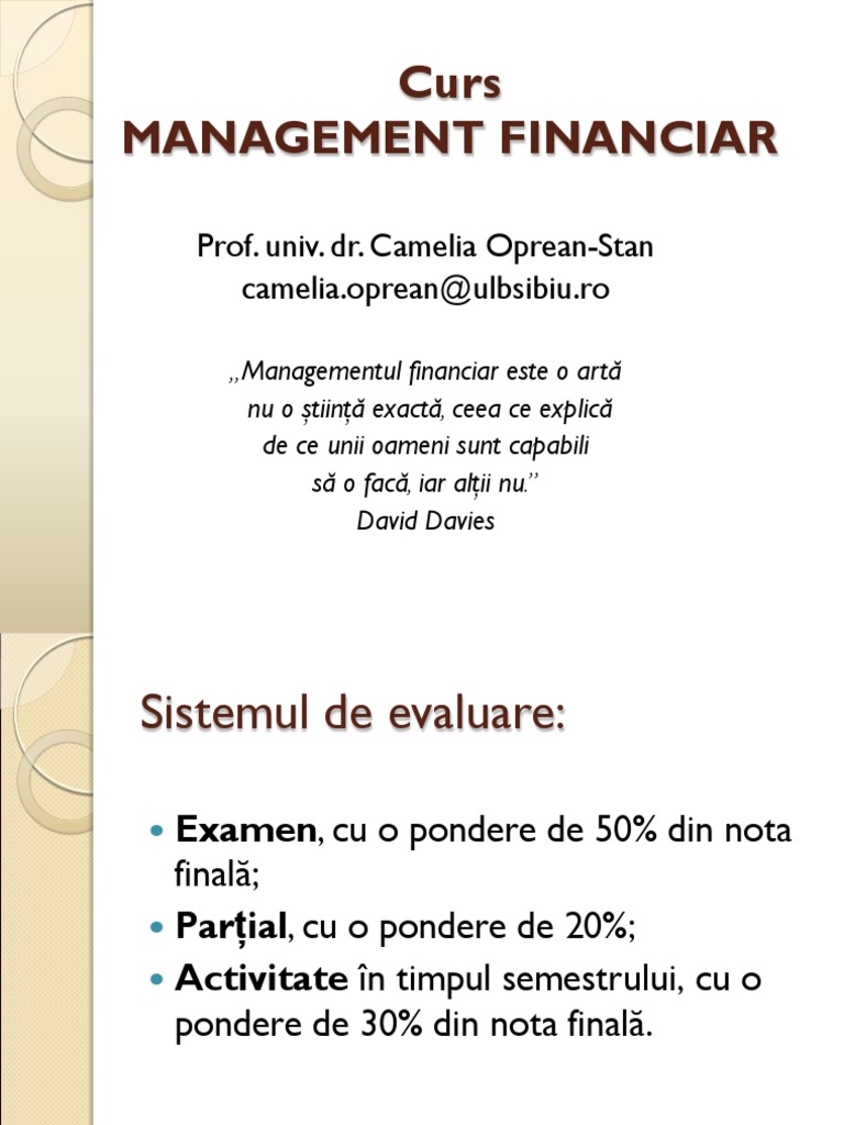 Curs Management Financiar | PDF