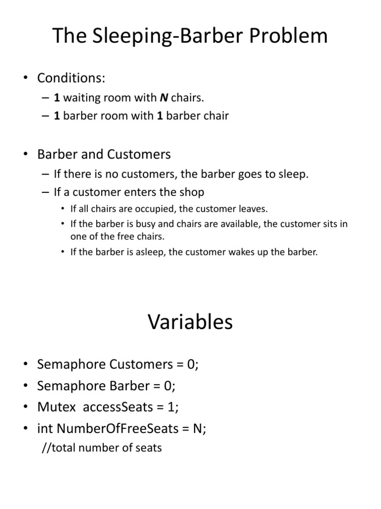 The Sleeping-Barber Problem: - Conditions | PDF