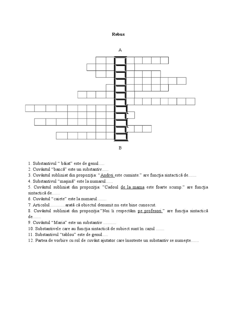Fisa Recapitulativa Substantiv | PDF