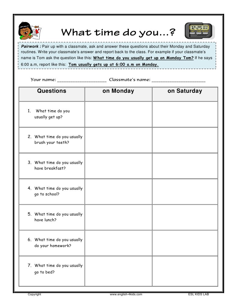 Daily Routine and Time Survey | PDF