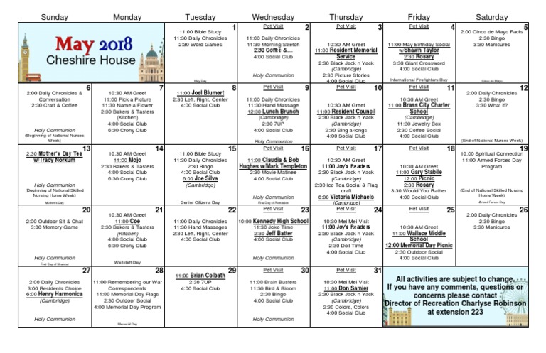 CH May Calendar 2018 | PDF