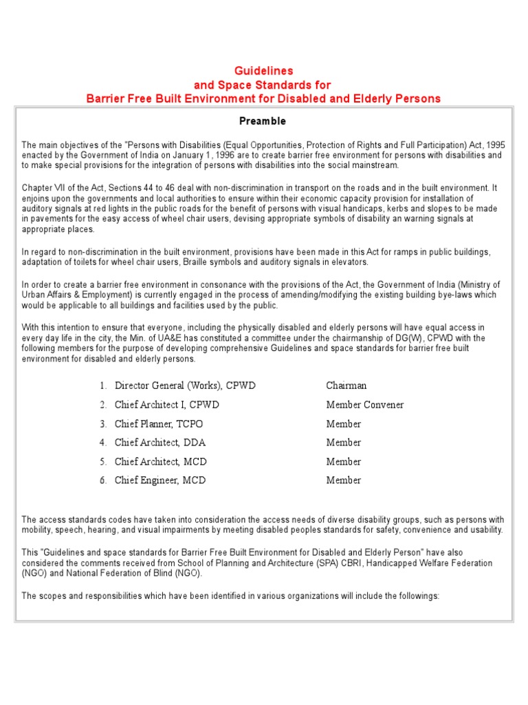 Guidelines For Design For Disabled | PDF | Wheelchair | Accessibility