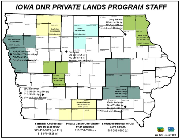 Iowa DNR Private Lands Staff List | PDF | Iowa | Heads Of State Of The ...