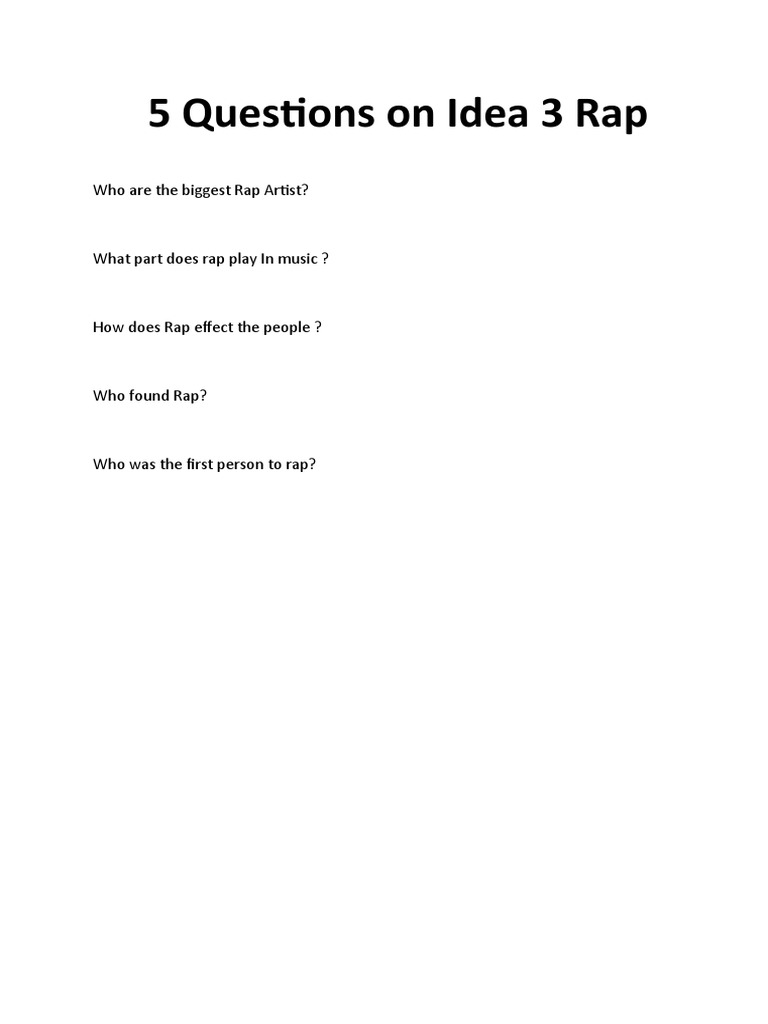 5 Key Questions About Rap Music | PDF | Social Science | Language Arts ...