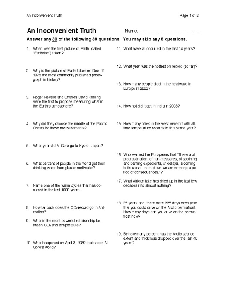 An Inconvenient Truth - Guide | PDF