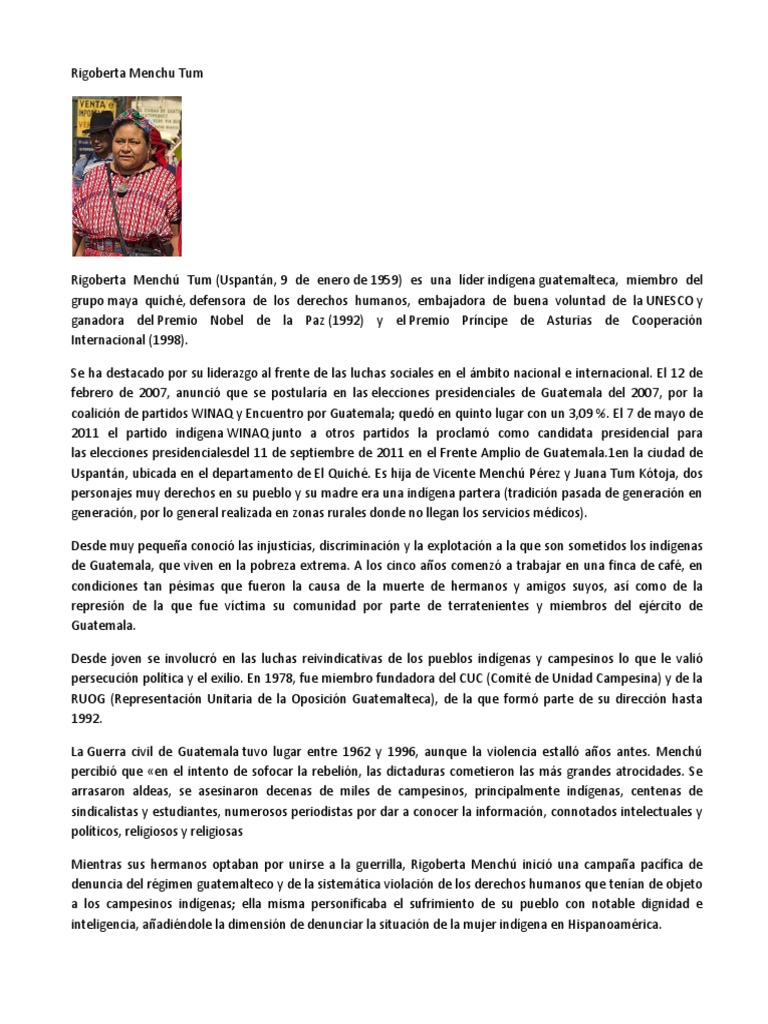 Rigoberta Menchu Tum | PDF