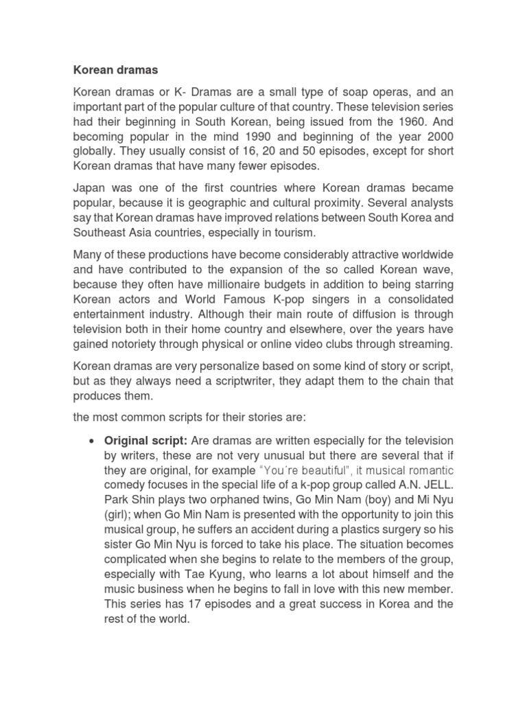 Korean Dramas: Original Script | PDF | South Korea | World Politics