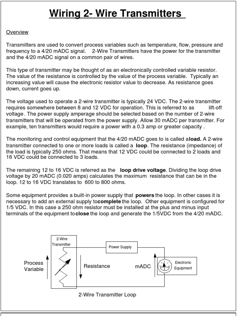 Wiring 2 Wire Transmitters | PDF | Electrical Resistance And ...