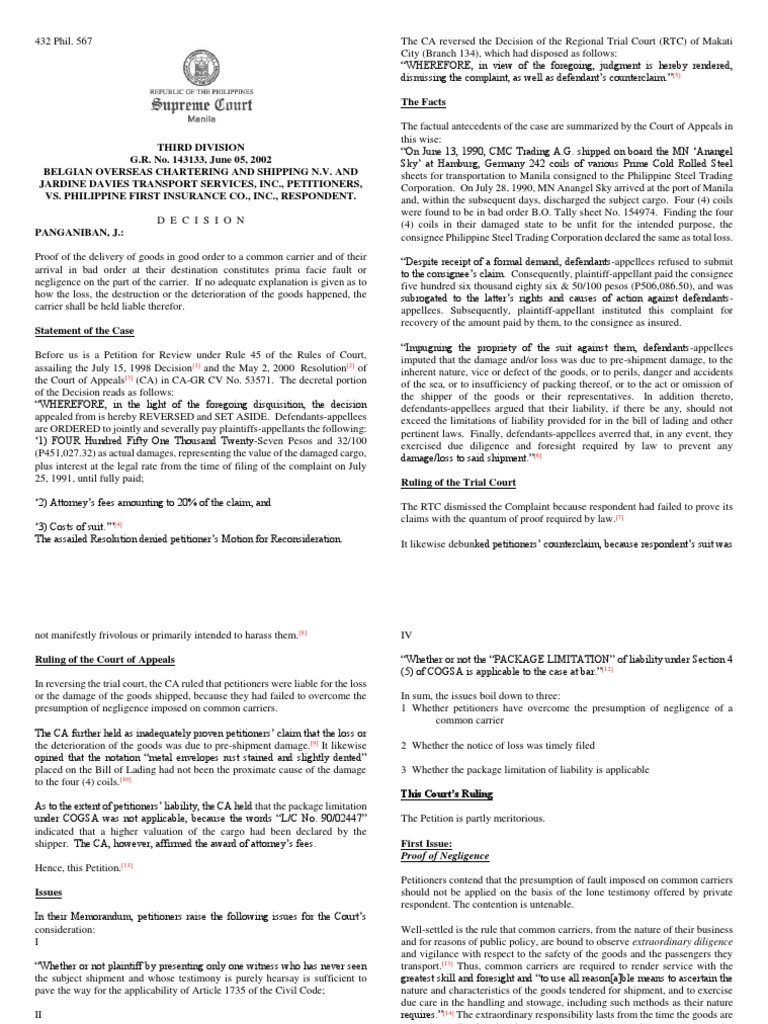 Philippine First Insurance Liability Case | PDF | Letter Of Credit ...