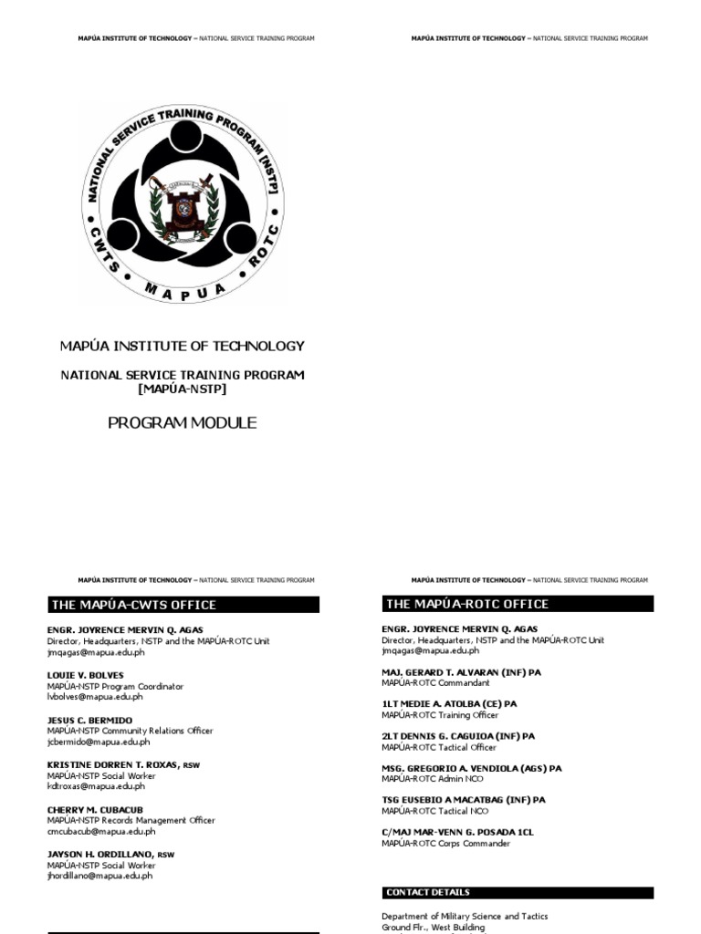 Nstp-Mapua Program Module | PDF | Reserve Officers' Training Corps | Cadet