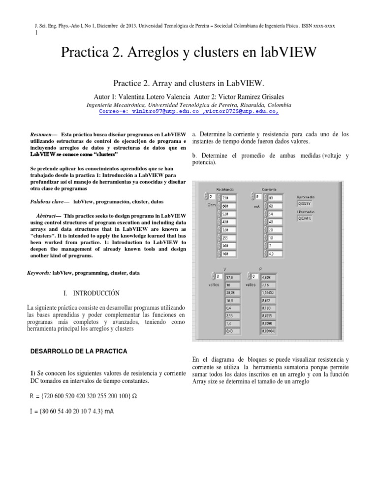 LabVIEW Practica 2 | PDF | Array Data Structure | Computer Cluster