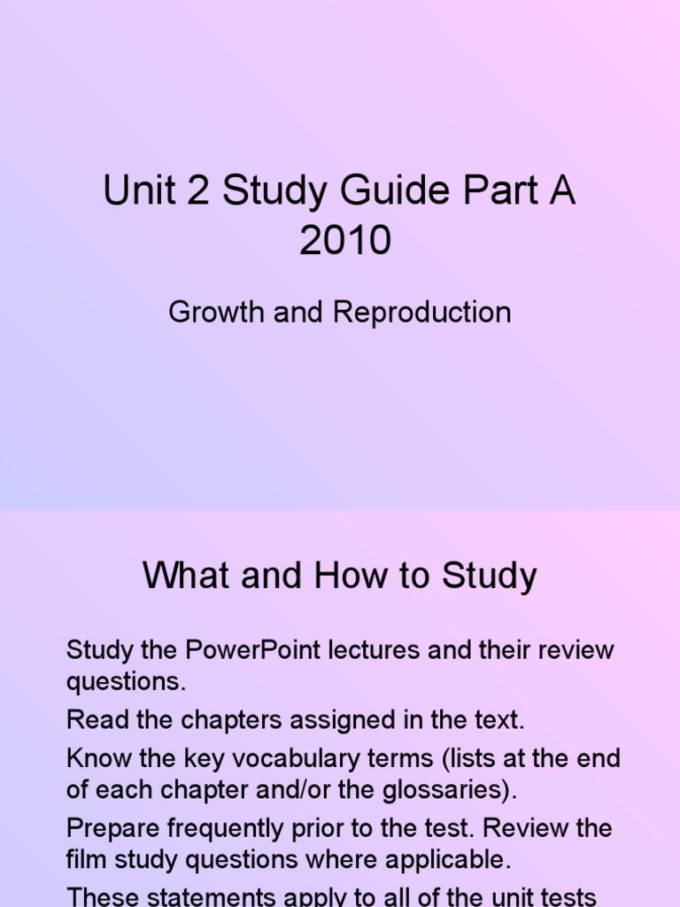 Unit 2 Study Guide Part A 2010) | PDF | Meiosis | Mitosis