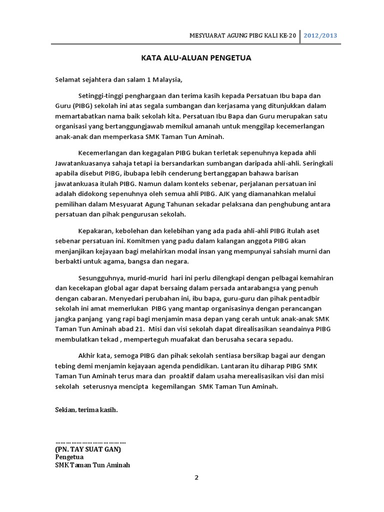 Kata Alu-Aluan Pengetua | PDF