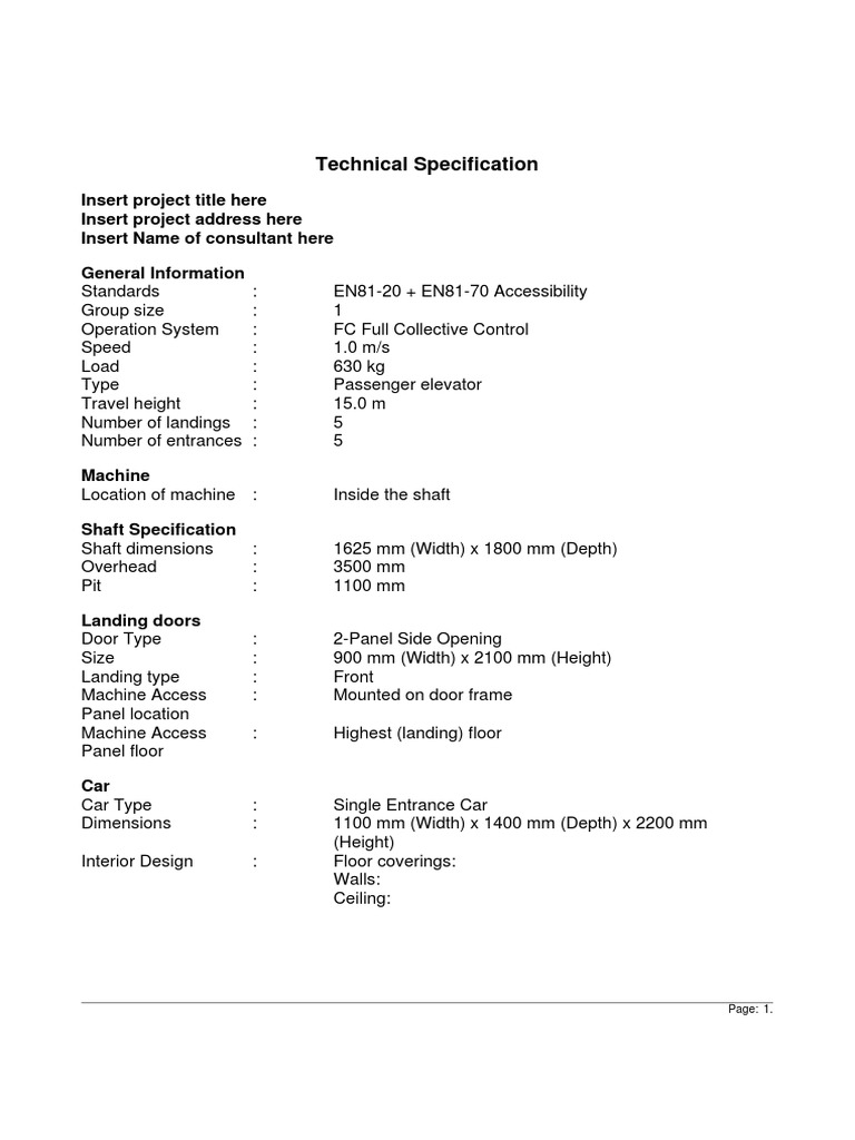 Elevator Spec | PDF