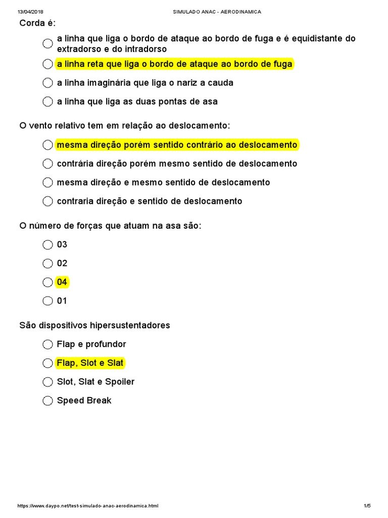 Simulado Anac Aerodinamica Pdf Aerodinâmica Engenharia Aeroespacial