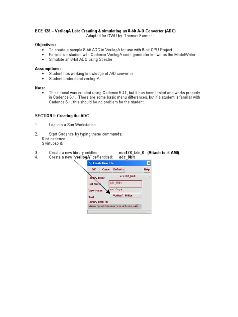 Lab10 Veriloga Adc Tutorial Pdf Analog To Digital Converter Computer Simulation