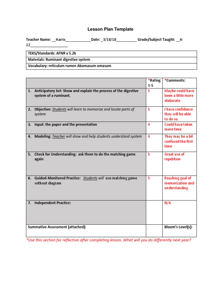 Lesson Plan Harris | PDF