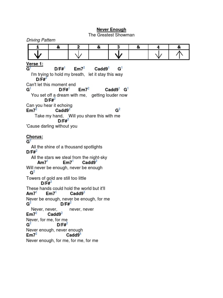 Never Enough Chord Chart PDF | PDF