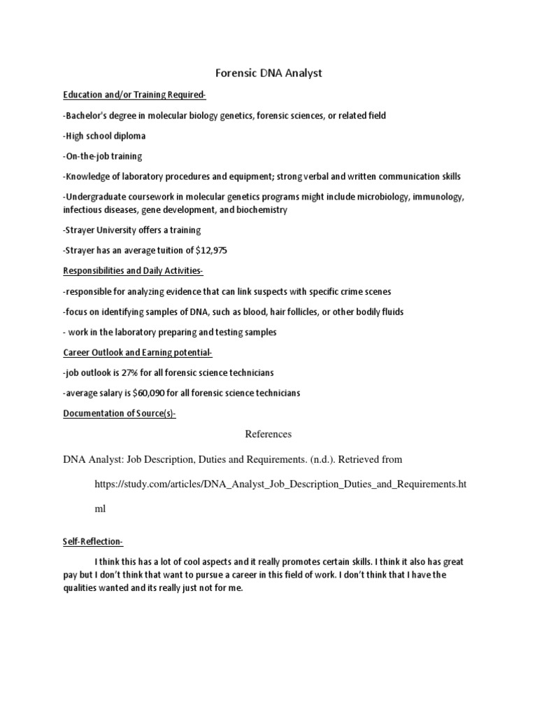 Forensic Dna Analyst | PDF | Career & Growth