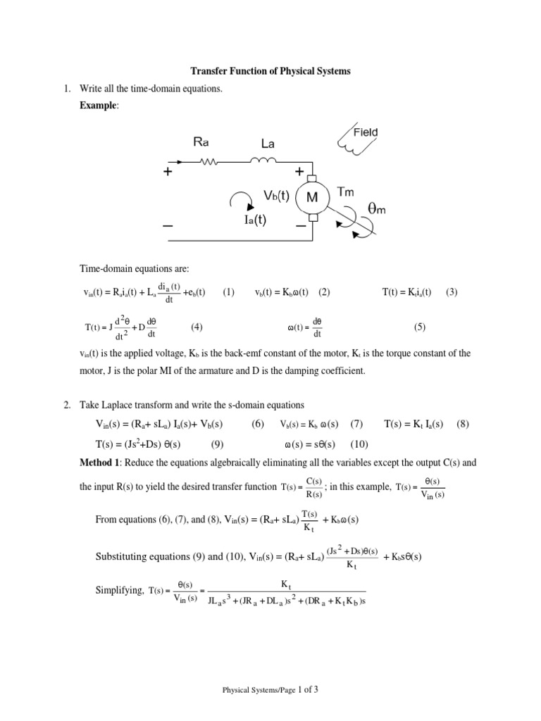 Transfer Function of Physical Systems | PDF | Laplace Transform | Analysis