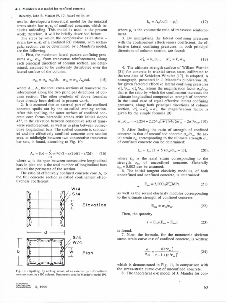 Mander RC Model | PDF