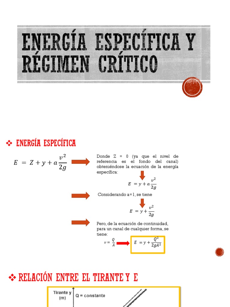 Energía Específica y Régimen Crítico | PDF | Descarga (hidrología ...