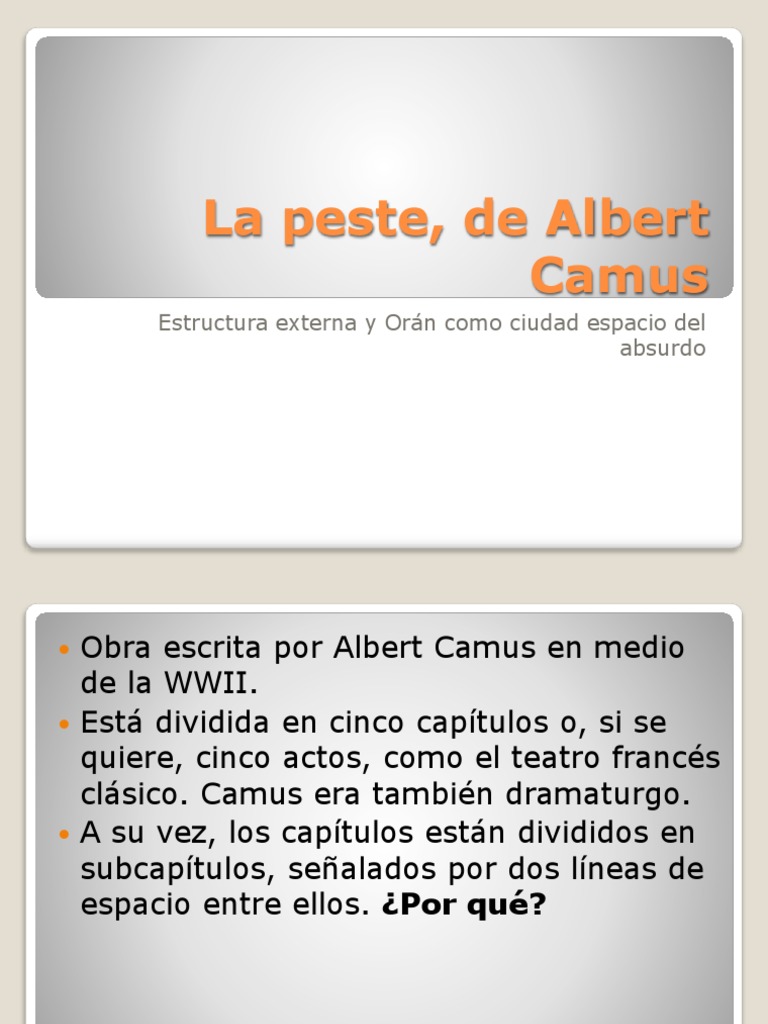 La Peste - Estructura y Orán Como Espacio Del Absurdo | PDF | Albert Camus