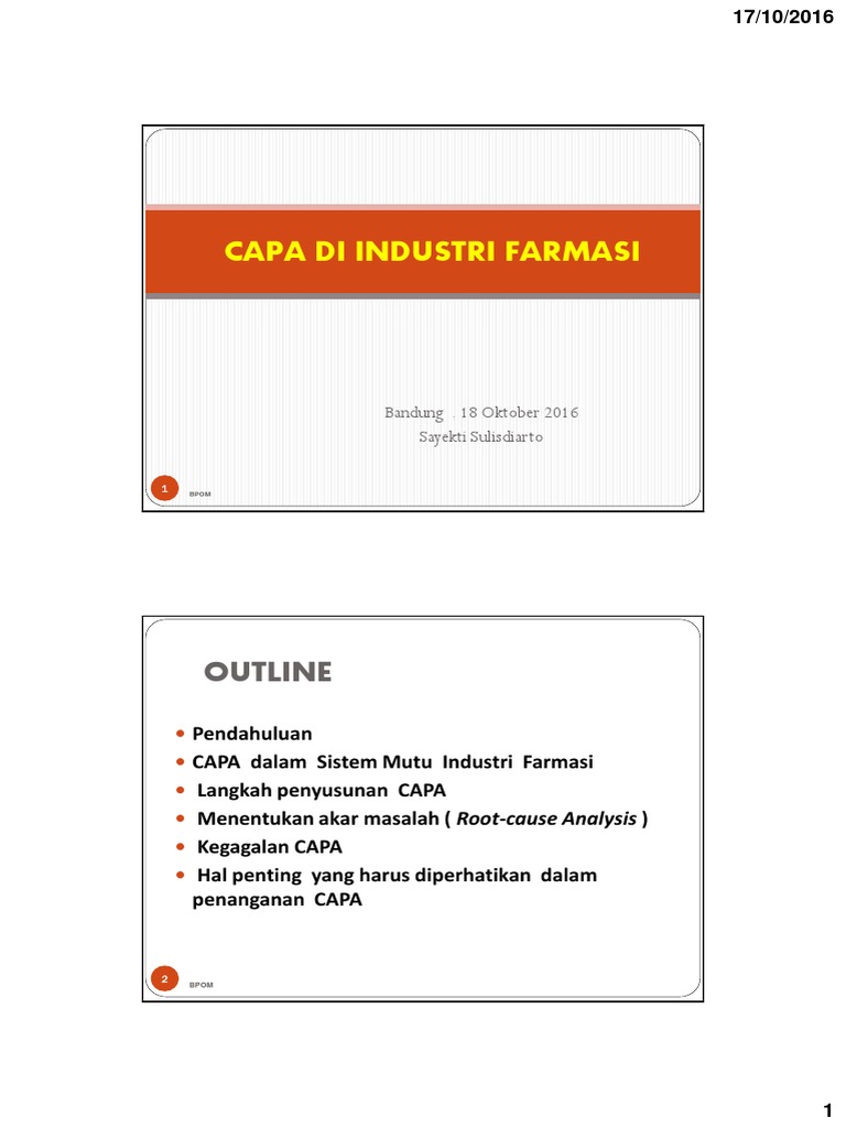 Capa Di Industri Farmasi - 18 Okt 2016 | PDF