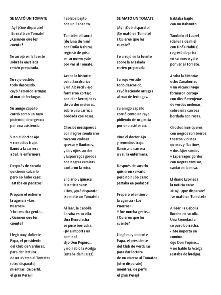 Se Mató Un Tomate | PDF | Vegetales | Cocina