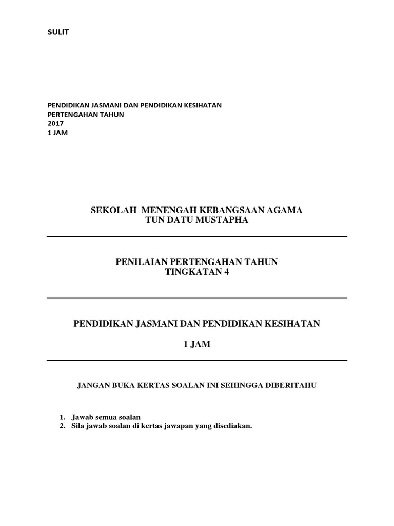 Cover Depan Soalan Exam | PDF