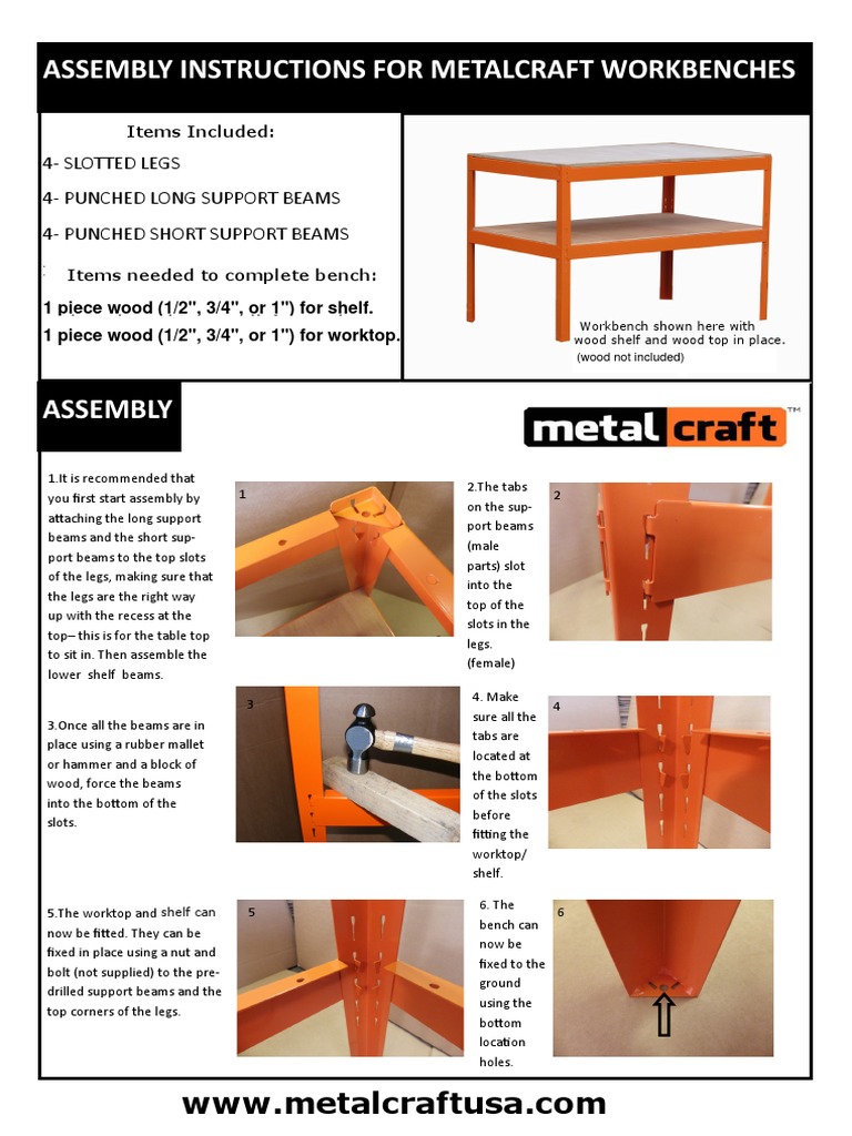 Workbench Assembly Instructions | PDF | Crafts | Manufactured Goods