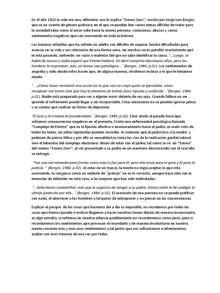 Emma Zunz | PDF | Temor | Trauma psicólogico