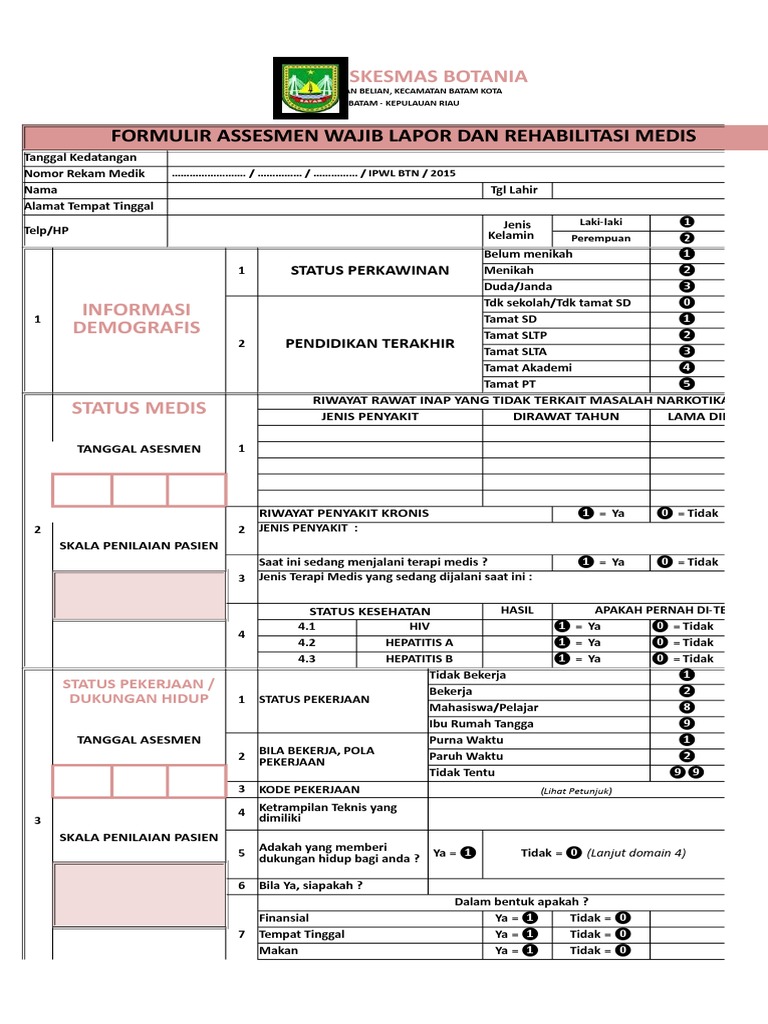 Form Assesmen - Female | PDF
