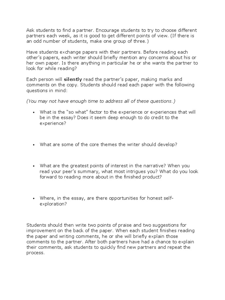 Peer Review Process for Student Essays | PDF