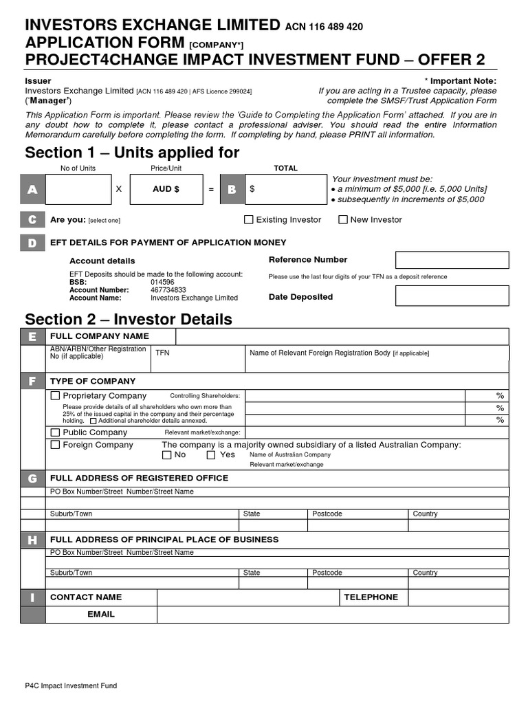 Application Form - Company | PDF | Investor | Public Company