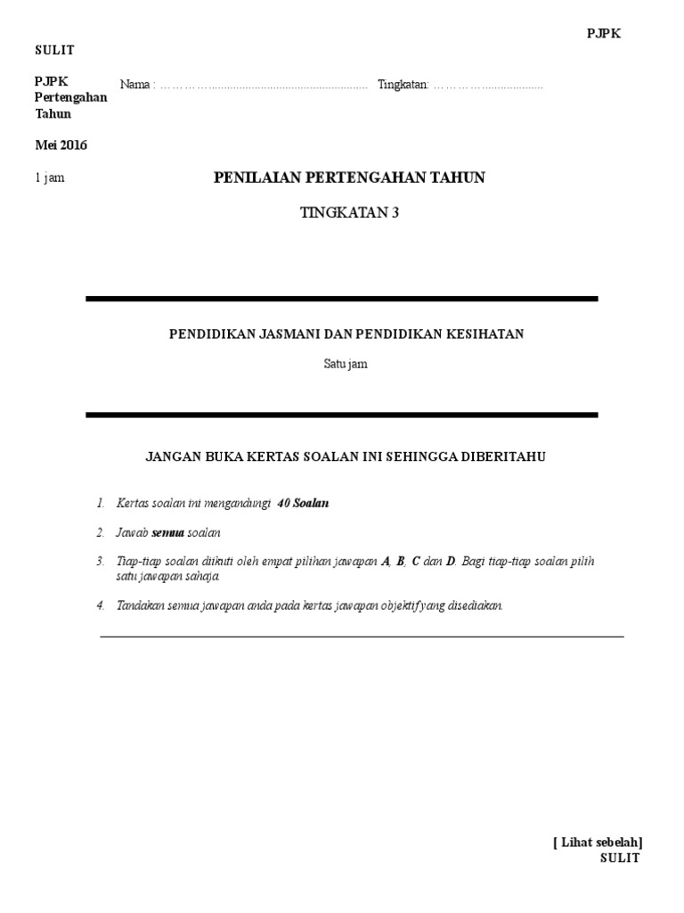 PJK Tingkatan 3 | PDF
