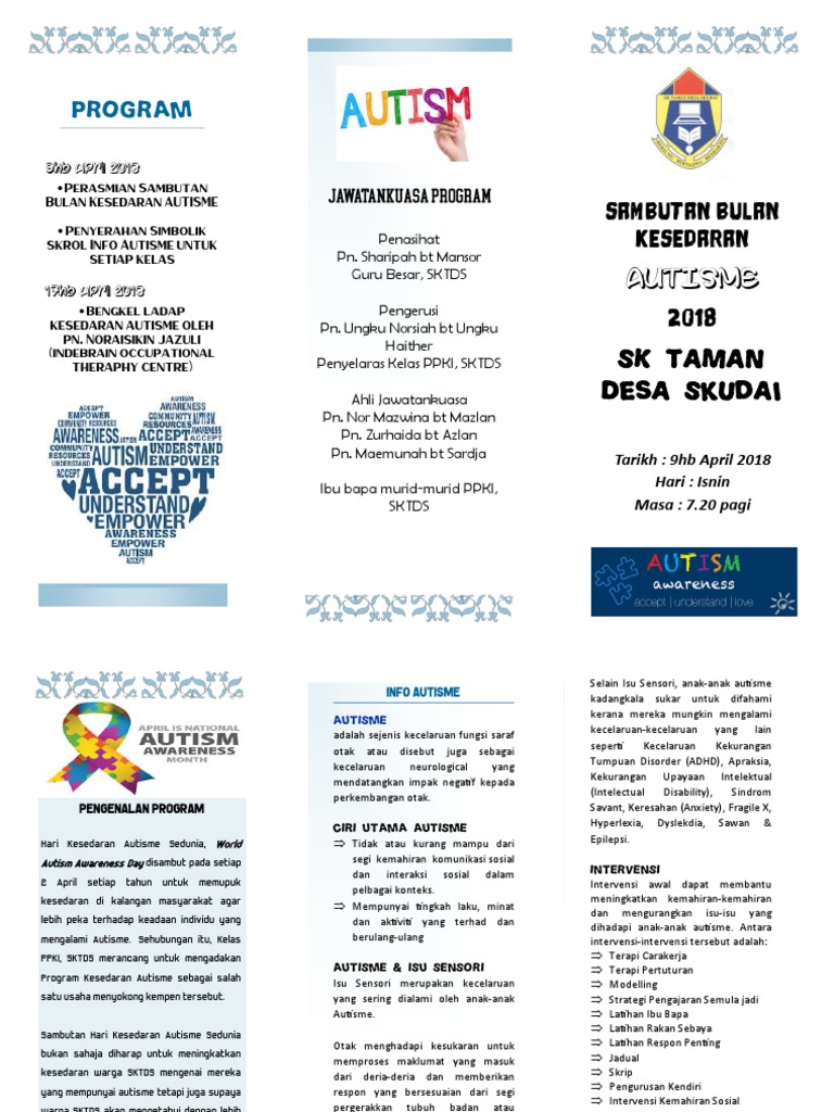Brochure Autism Awareness Sktds 2 Pdf Mental And Behavioural