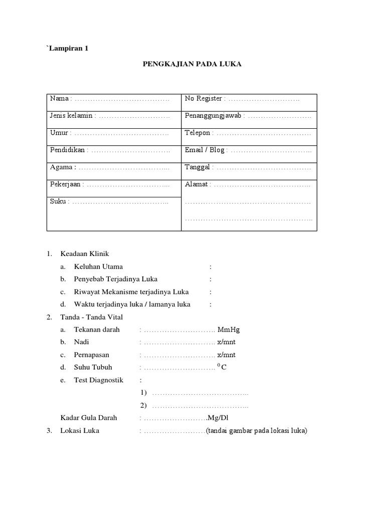 Contoh Format Pengkajian Luka | PDF