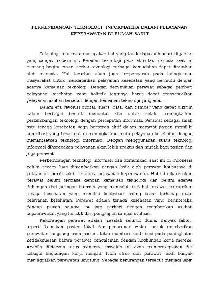 Perkembangan Sistem Informatika Dalam Dunia Keperawatan | PDF