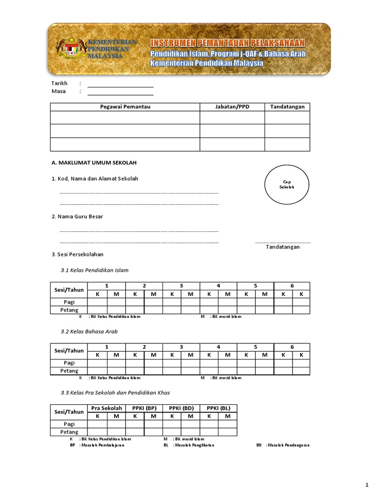 Instrumen Pemantauan Pendidikan Islam, Program J-Qaf Dan Bahasa Arab ...