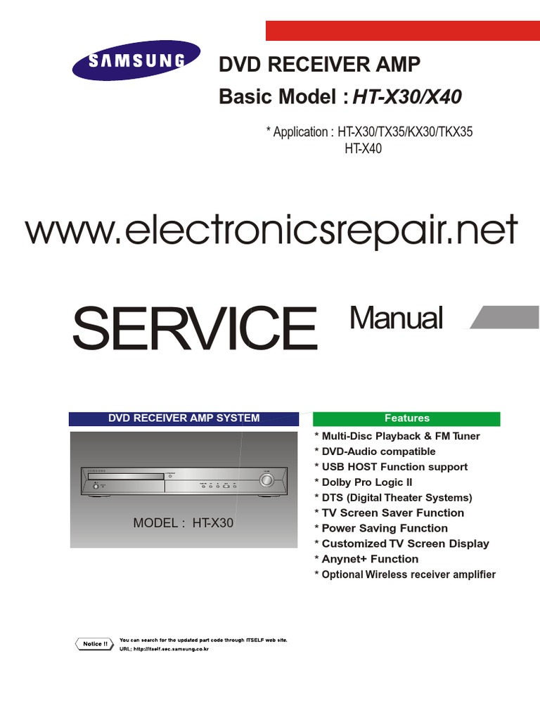 Samsung HT x30 HT x40 HT Tx35 HT Kx30 HT Tkx35 | PDF | Electrostatic ...