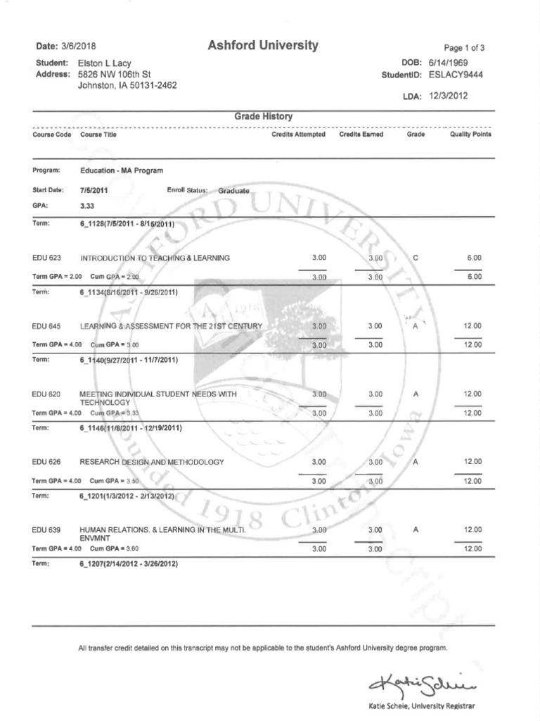 Transcripts-Ashford University | PDF
