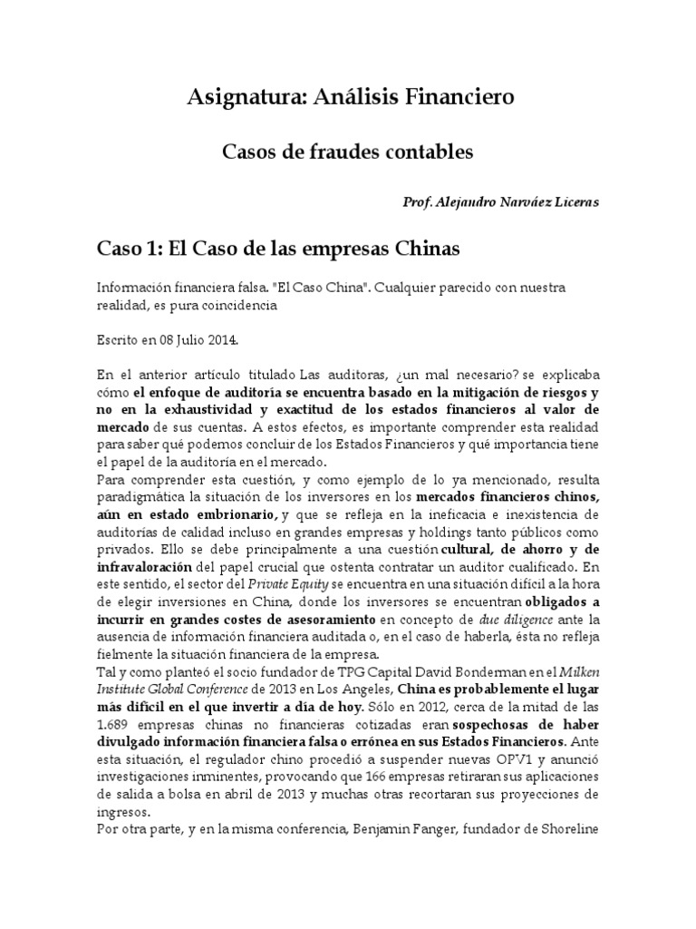 Analisis Financiero - Casos de Fraudes Contables | PDF | Enron ...