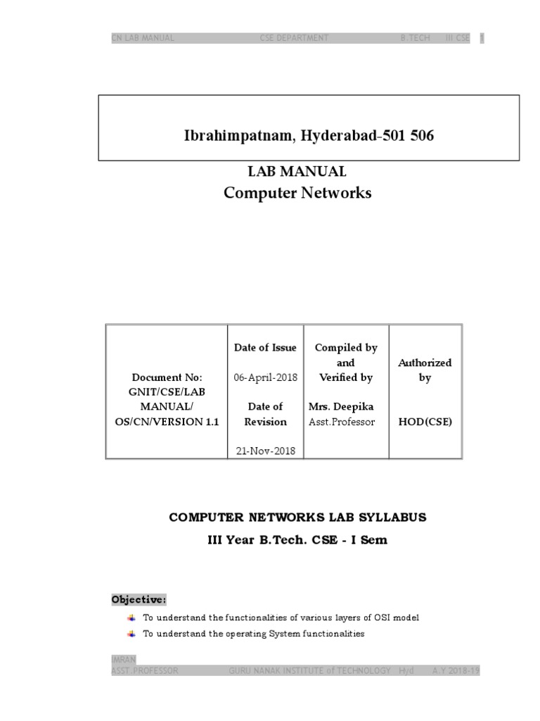 Computer Networks Lab Manual Latest | PDF | Routing | Computer Network