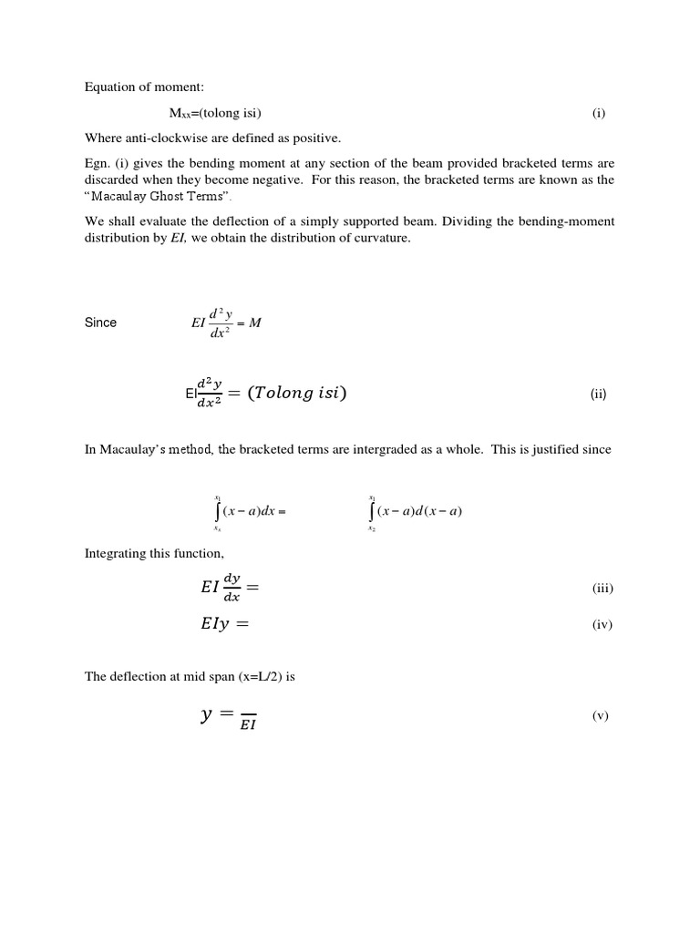 Equation of Moment | PDF
