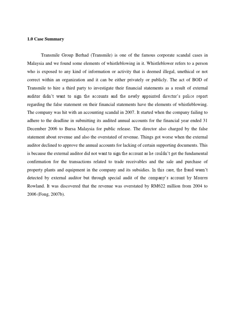 Management Ethics - Transmile | PDF | Whistleblower | Stocks