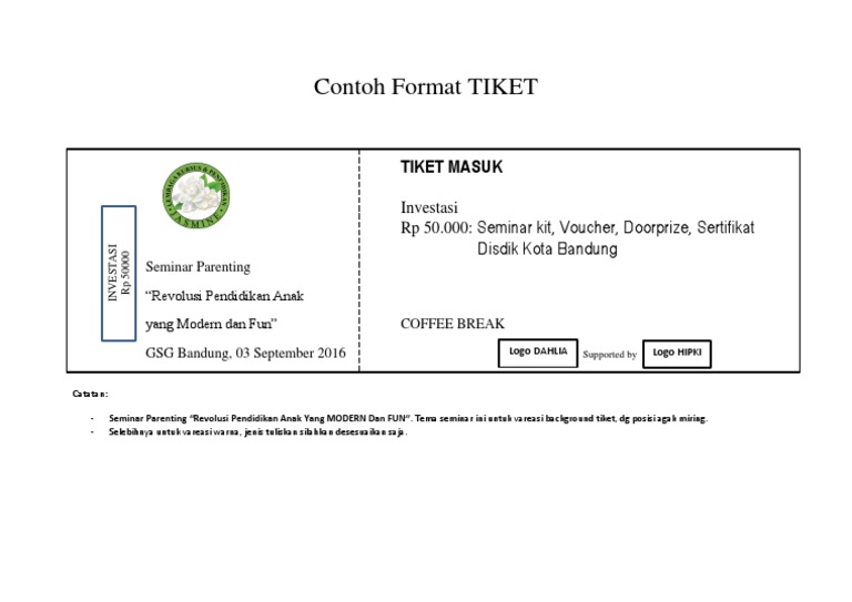Contoh Format Tiket Seminar Parenting | PDF
